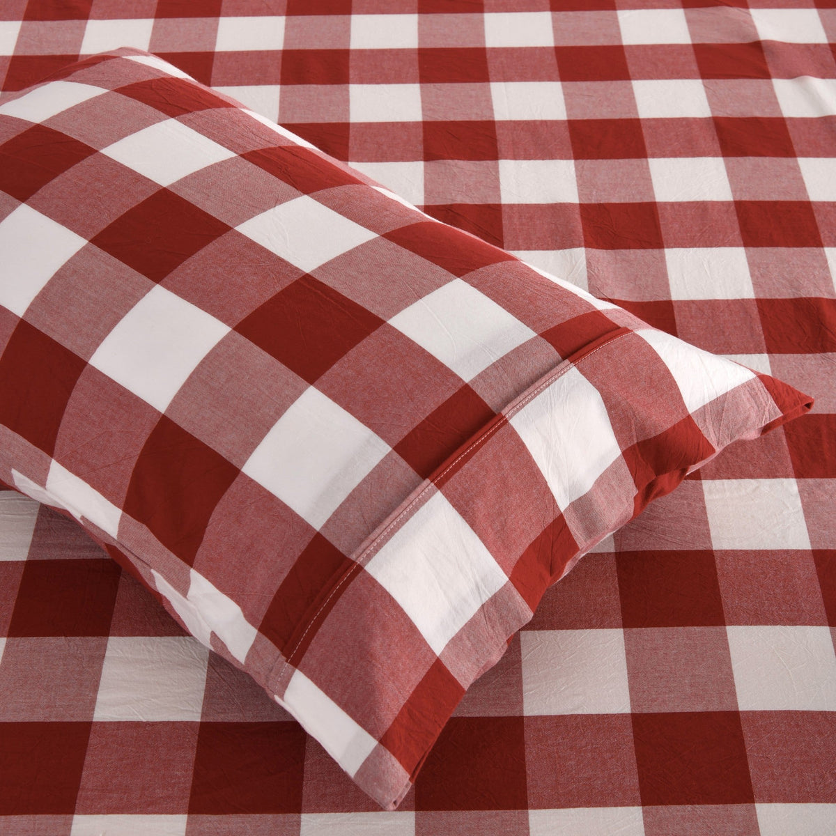 Rust Gingham Washed Cotton Sheet Set – Yarn Dyed – DI Home